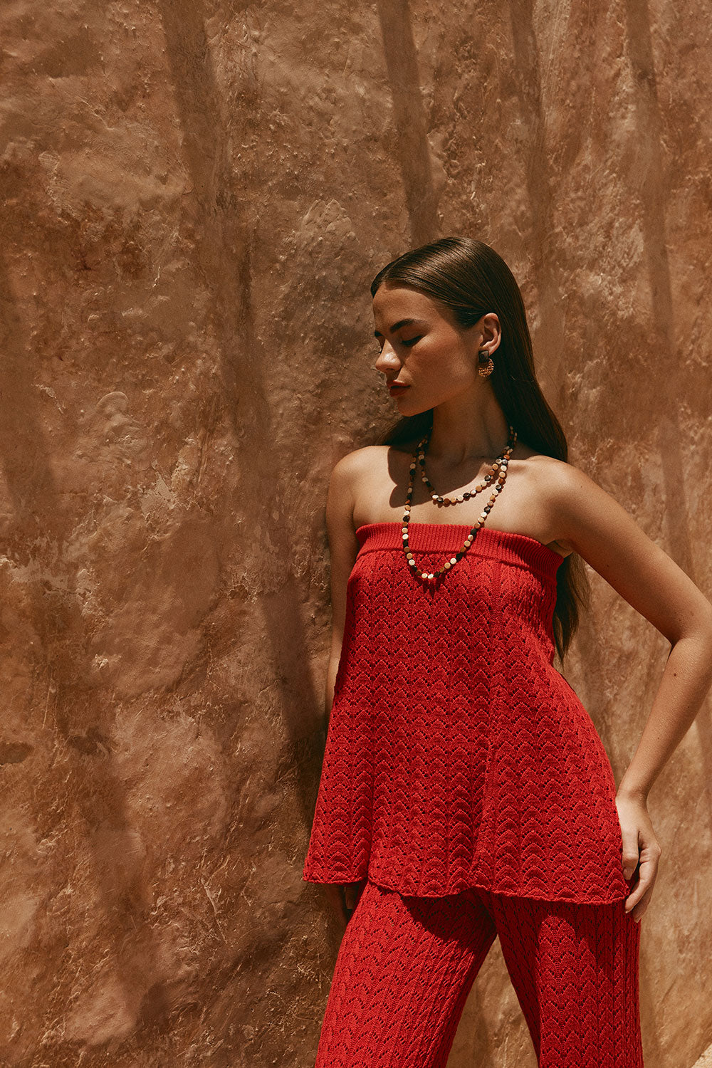 Red Cotton Knit Strapless Athena Top – Stores