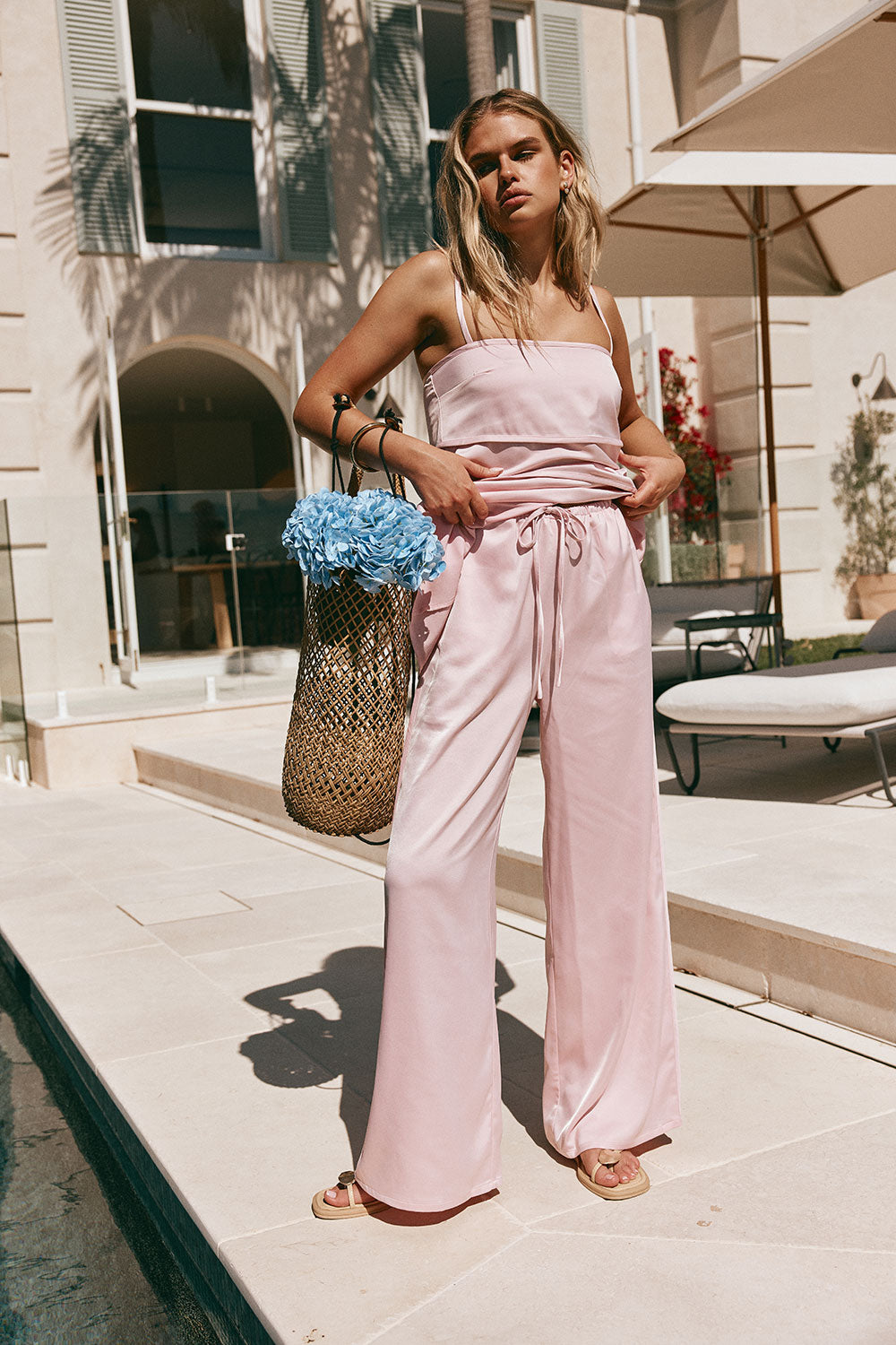 Blush Pink Elastic Drawstring Tamar Pants – Stores